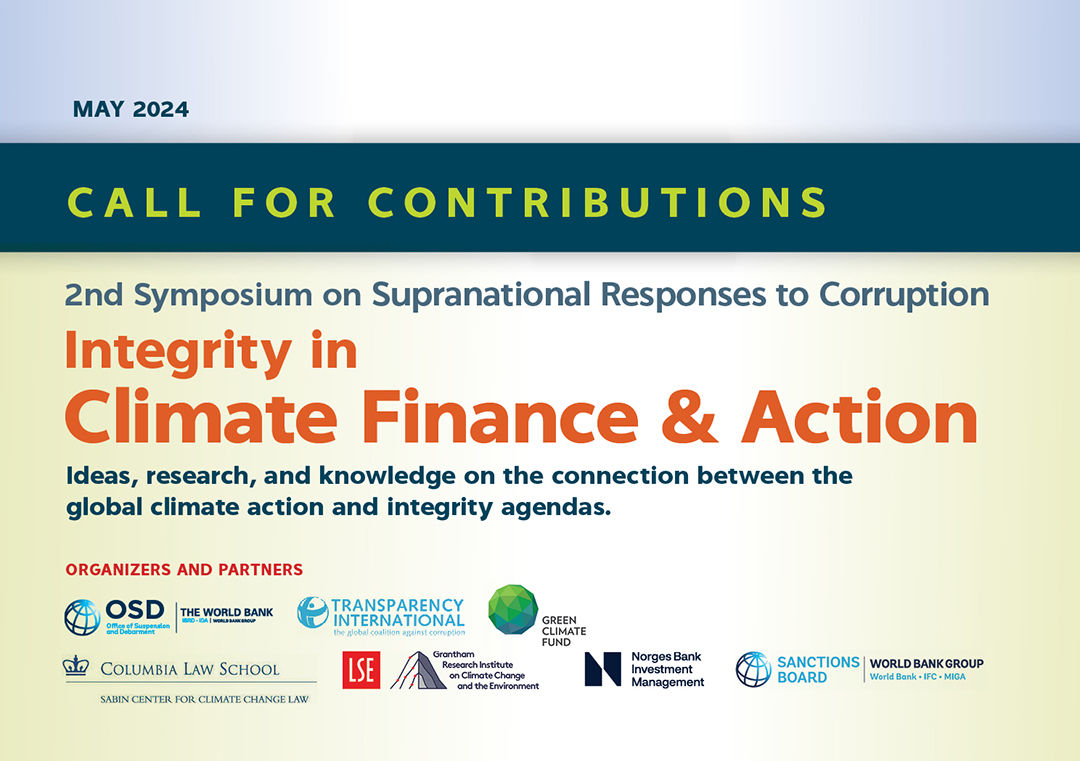 2nd Symposium on Supranational Responses to Corruption: Integrity in Climate Finance & Action Co ...